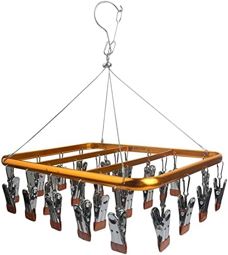 Stainless Steel Sock Drying Rack, Swivel Hook Wind-proof Clothes Hanger ...