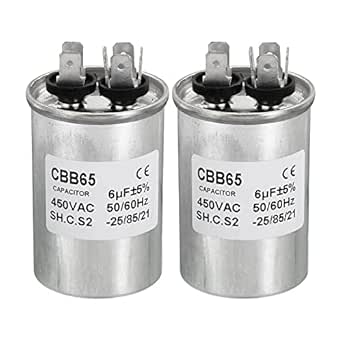 PATIKIL 6uF 6MDF 450VAC Fan Start Capacitor,2Pcs CBB65 Circular Run Capacitor for Air ...