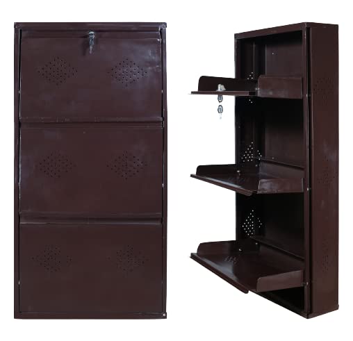 Solanki Steel metal shoe rack | Brown (03 Door 20 Inch) | chappal ...