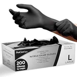 Black Nitrile Disposable Gloves Large | 200-Pack | Latex-Free for Medical, Surgical, Cleaning ...