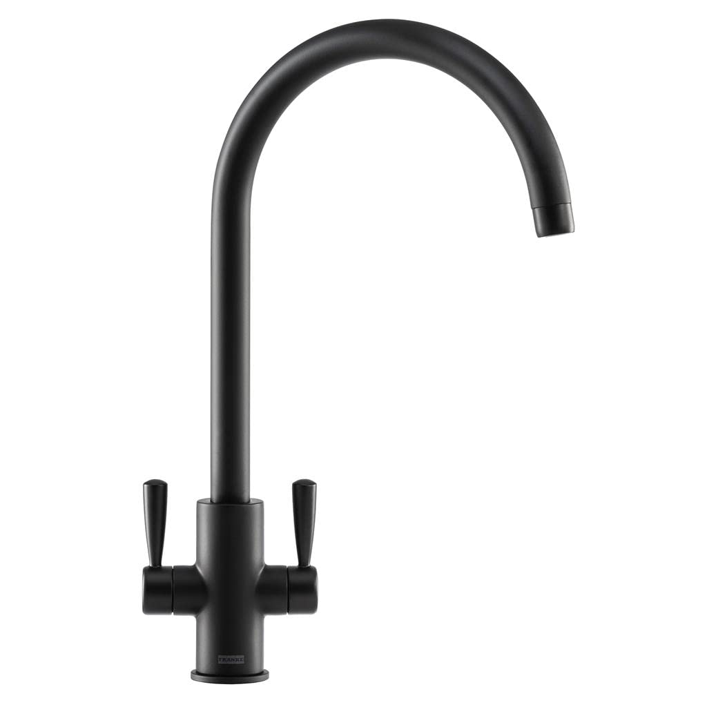 Franke Ascona Swan Neck Mono Mixer Twin Lever Black Kitchen Tap ...