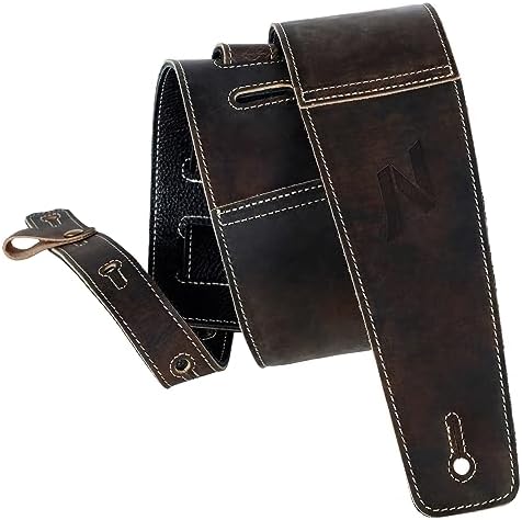 Amazon.com: Nefelibata 3" Guitar Strap in First Layer Leather with Foam ...