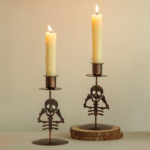 Amazon.com: Iron Skull Candle Holder Skeleton Candlestick Holders ...