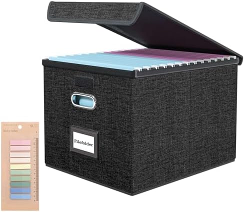 Okydoky Portable File Organizer Box with Lids, Collapsible Linen ...