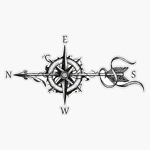 Amazon.com: Compass With Arrow Bumper Sticker Window Vinyl Decal 5 ...