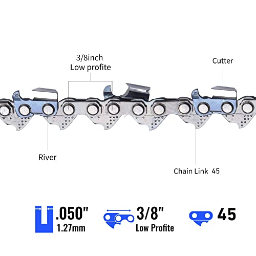 Snapklik.com : 12 Inch Chainsaw Chain S45, 3/8" LP Pitch .050" Gauge 45 ...