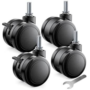 Amazon.co.jp: DEWEL ネジ式 キャスター M6 M8 静音 50mm径 360度回転 4個セット(ストッパーなし2個+ストッパー付き2個) 交換用キャスター 家具用 ...