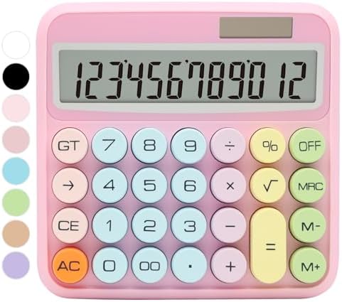 Amazon.com : UPIHO Pink Calculator, Standard Calculator 12 Digit with Large LCD Display and Big ...