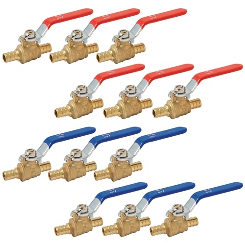 Snapklik.com : 12 Pack Pex Valves 1/2 Inch, Pex Ball Valve Brass Full ...
