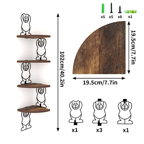 Vasemouh 4-Tier Wooden Corner Shelf, Shapes of Bear Corner Shelves for ...