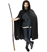Amazon.com: Renaissance Hooded Cape Black Vintage Cloak Medieval Cloak ...