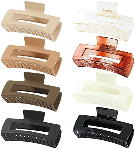 Amazon.com : 8 Pcs Hair Claw Clips, 5 Square Matte Clips and 3 Metal ...