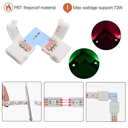 Snapklik.com : LED Strip Connector Kit, 5-Pack 3Pin L Shape 10mm Wide ...