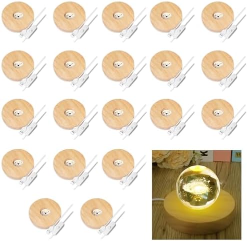 Amazon.com: Olutacot 20 Pcs Wooden LED Display Bases Round Wood Display ...