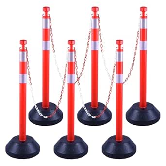 6 Pack Crowd Control Stanchions, Plastic Stanchions Poles with Plastic ...