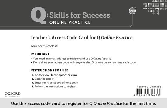 Q Online Practice Teacher Access Code Card: Amazon.co.uk: 9780194756433 ...