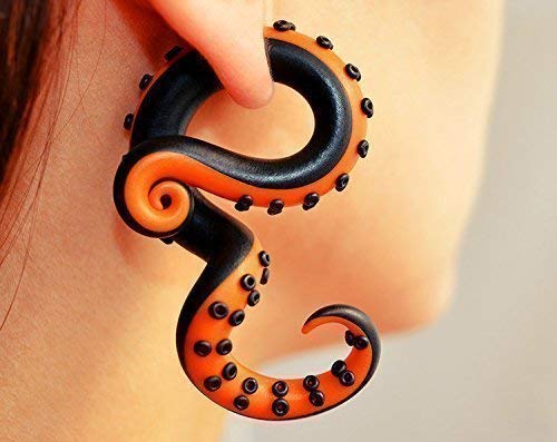 Amazon.com: Halloween Ear Piercings and Fake Gauges Ear Plugs, Tentacle ...