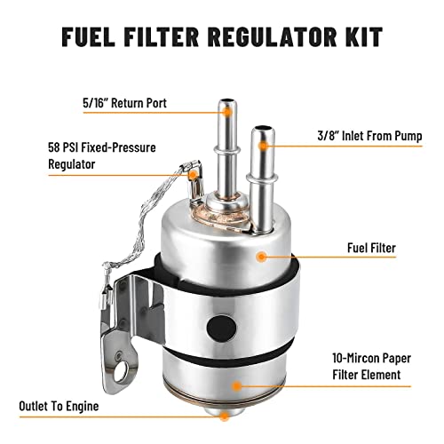 Snapklik.com : 58 PSI Fuel Filter Regulator Kit Fuel Pressure Filter ...