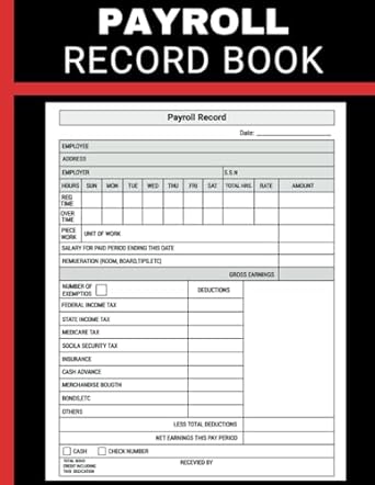 Amazon.com: Payroll Record Book: Employee Payroll Log Book For Small ...