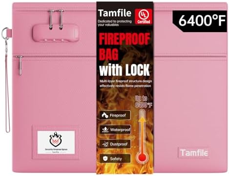 Amazon.com: 6400℉ Fireproof Document Bag with Lock, 15 x 12 inch ...