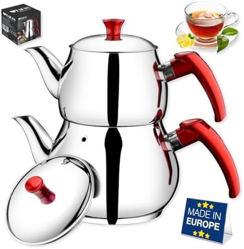 Amazon.com | DESTALYA Turkish Teapot Set, Stainless Steel Double Tea ...