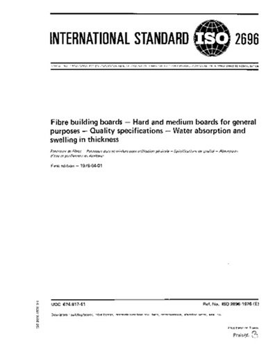 ISO 2696:1976, Fibre building boards - Hard and medium boards for general purposes - Quality ...