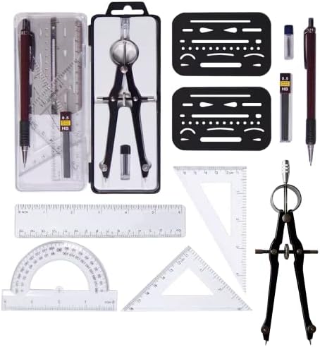 Amazon.com : 10-Piece Geometry Compass Set with Drawing Tools for ...