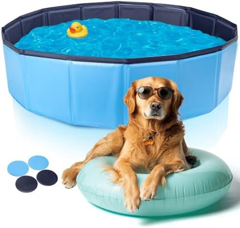 WeFine Foldable Dog Pool Sturdy Pet Paddling Pool Non-Slip Puppy ...