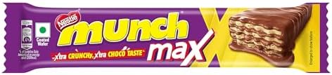 Nestlé MUNCH MAX, Choco Coated Crunchy Wafer Bar, Xtra Crunchy, Xtra ...