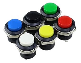 SHOKITECH R13-507 16MM 2PIN Momentary Self-Reset Round Cap Push Button Switch multicolour 6 ...