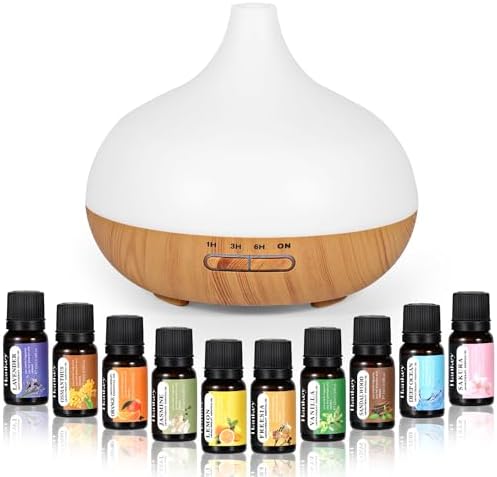 Huinnethrey Aroma Diffuser with 8 Essential Oils Gift Set, 500ml ...