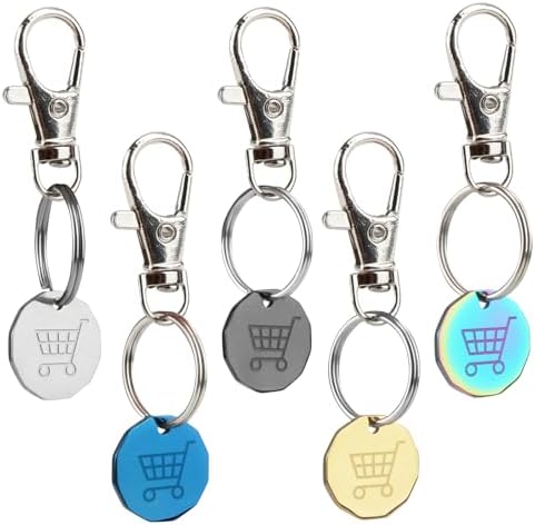 Shopping Trolley Token Keyring Set - 5 PCS Coin Key Ring for ...
