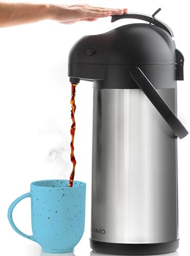Olerd Coffee Pump Flask - 3L Insulated Pump Airpot - Stainless Steel ...