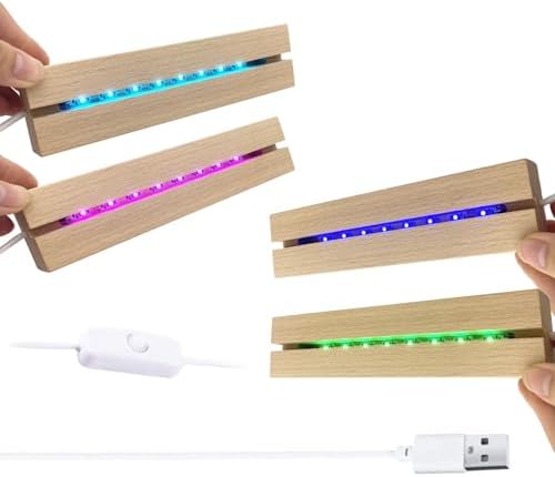 Amazon.com: Lyshujli 4Pcs 6" Colorful Light Wooden LED Lights Display ...