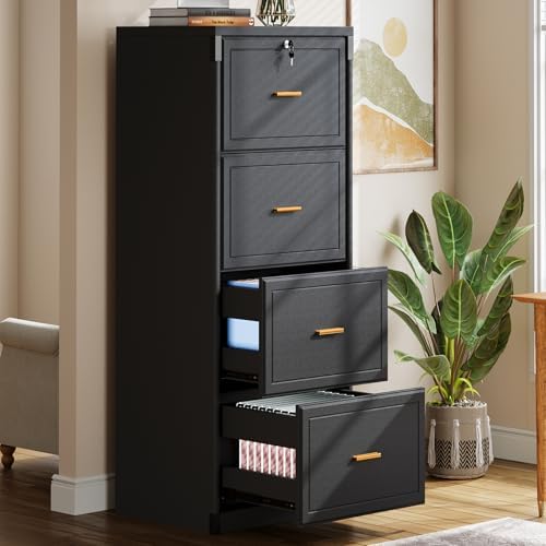 Amazon.com: Tribesigns 4-Drawer File Cabinet with Lock, Locked File ...