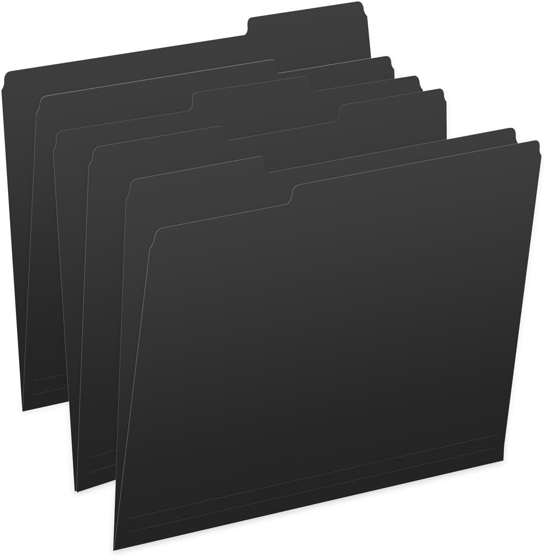 Amazon.com : Black File Folders, 1/3-Cut Tabs, Letter Size, 12-Pack ...