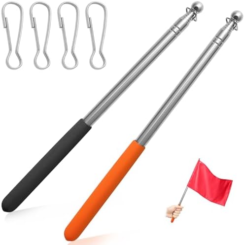 8.2ft Telescopic Handheld Flagpole, Stainless Steel Extendable Flag ...