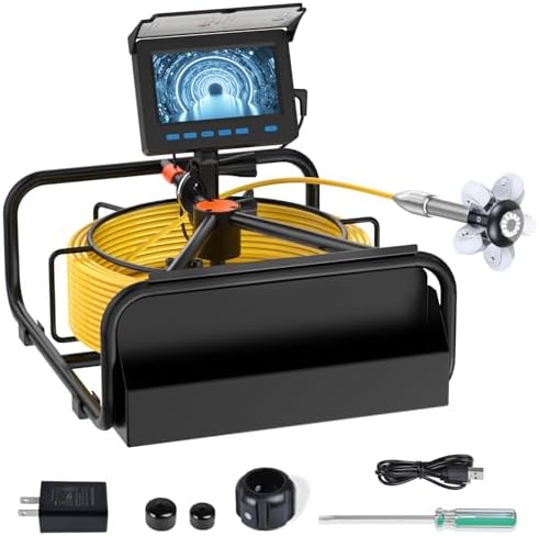 JQKJCAM Sewer Inspection Camera,17MM Industrial Endoscope with Light,4.3inch 16GB DVR Screen ...