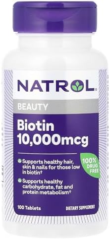 Amazon.com: Natrol Biotin, Maximum Strength, 10,000 mcg Tablets 100 ea ...
