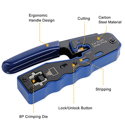 Snapklik.com : RJ45 Crimp Tool Kit Pass Thru Ethernet Crimper For Cat5e ...