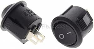 10Pcs 16mm Diameter Small Round Boat Rocker Switches Black Mini Round ...