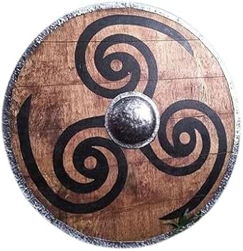 handmade viking round shield – triskele symbol design – 24" wood shield ...