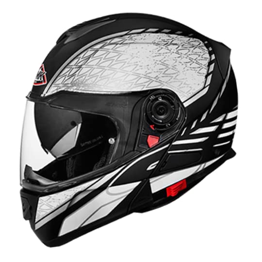 SMK Glide Flip Up Designer Helmet, SIGN MA216, Matt Black with White, L ...