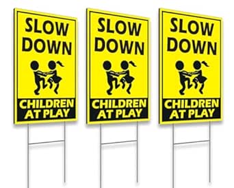 Street Safety Signs with Stakes 12x8 Inch - Attention Kids Playing Road ...