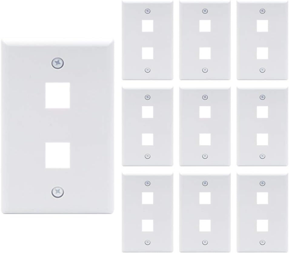 VCE 2 Port Keystone Wall Plate UL Listed (10-Pack), Single Gang Wall ...