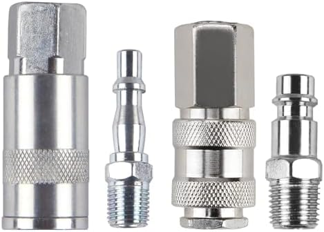 4 Pcs 1/4" Air Line Iron Connectors Euro British PCL Air Hose Fittings ...