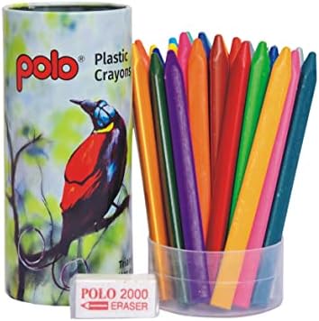 polo Plastic Crayons - 28 Bright Shades in Durable Tin Box, Non-Toxic ...