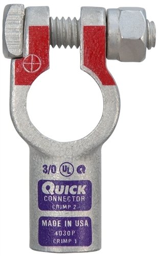 Quick Cable 4030-005P Quick Straight Clamp Connector, 3/0 Gauge, Positive, Tin Plated Cast ...