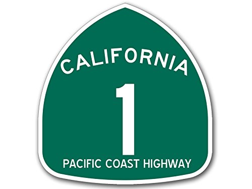 GREEN California 1 PCH Pacific Coast Highway Sign Shaped Sticker (road ...