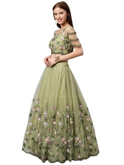 Buy RUKHA FAB Women's Digital Print With Embroidery Net Semi-stitched ...